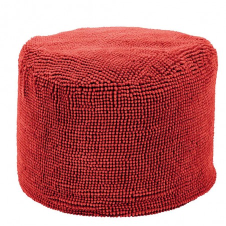 Pouf rouge vif rond doux. Pouf Tiseco en vente sur Pouf Design