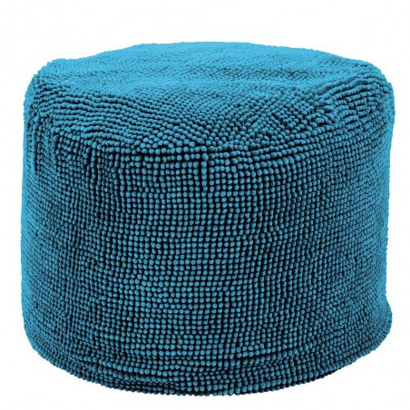 Pouf bleu rond et doux. Pouf Shaggy en vente sur Pouf Design