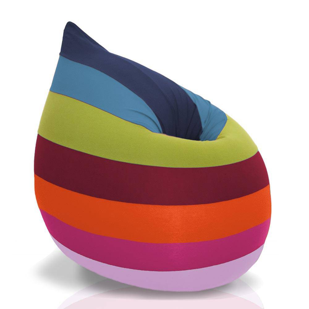 Pouf poire design à rayures multicolores - Elly Terapy