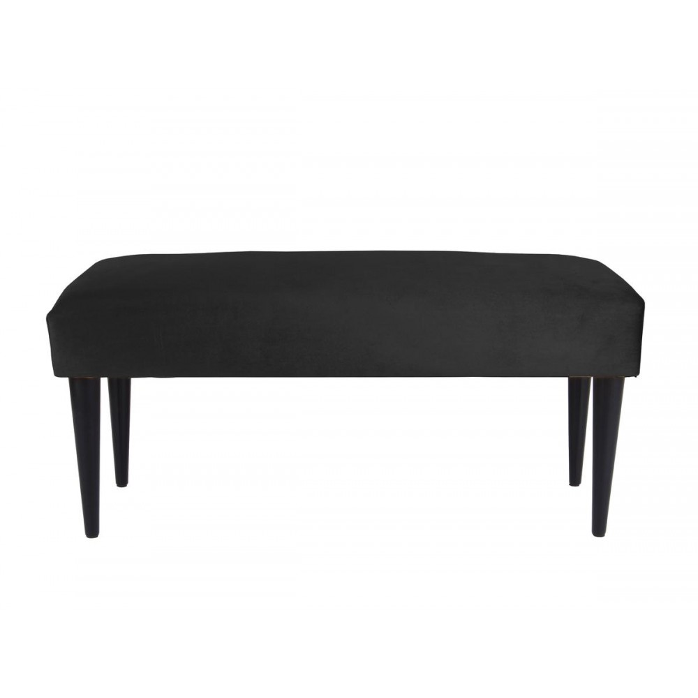 Banc luxueux en velours noir et frêne | Pouf Design