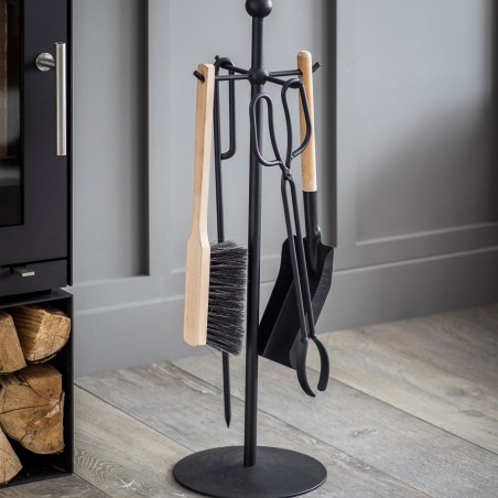 Serviteur de cheminée métal noir de 4 accessoires | Pouf Design
