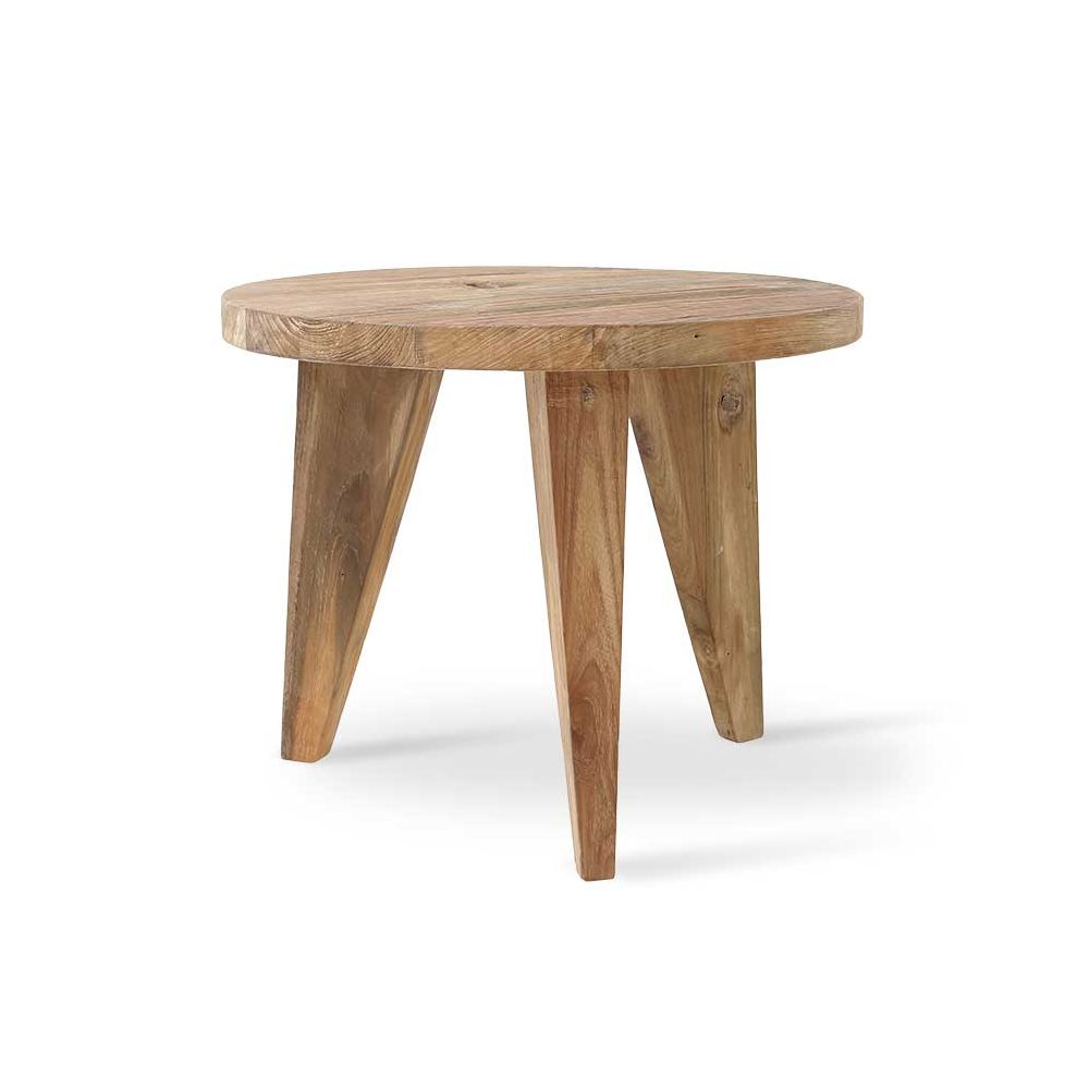 Petite table basse ronde en bois brut