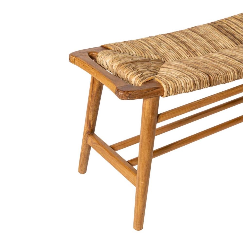 Banc en bois et rotin