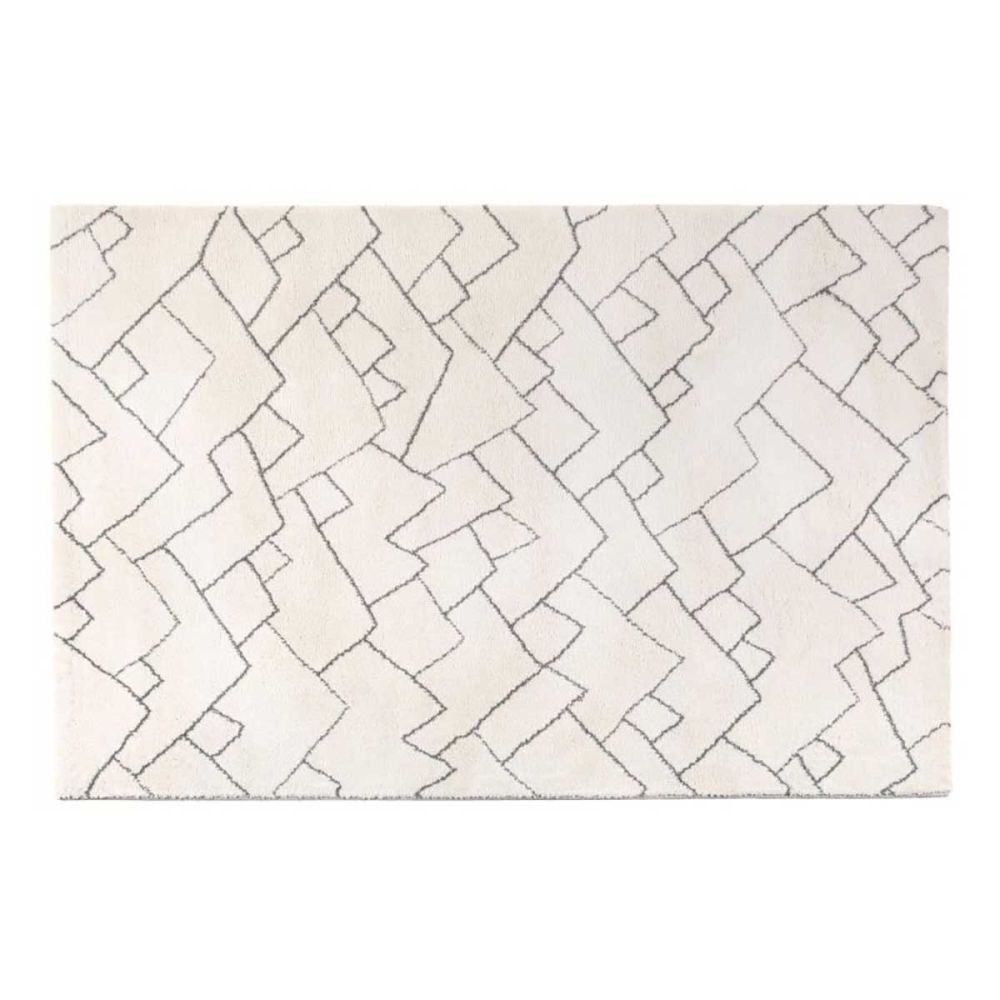 Tapis rectangulaire beige à motifs géométriques