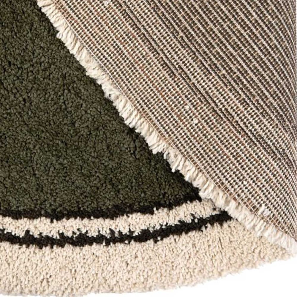 Tapis rond vert et beige