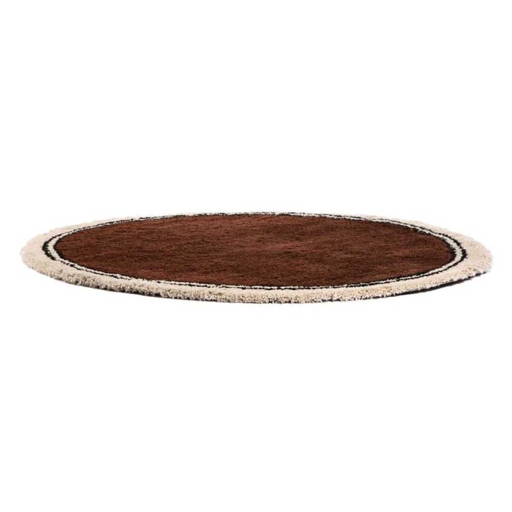 Tapis rond bicolore marron beige